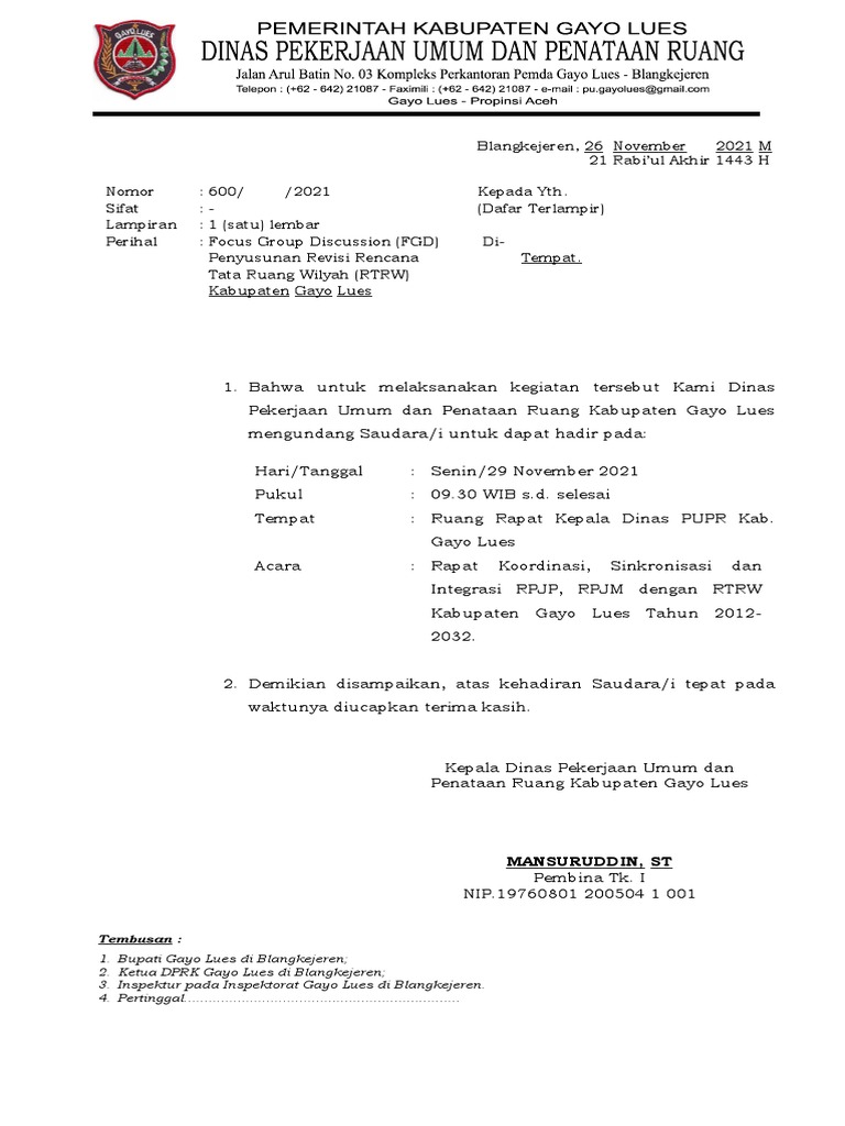 Surat Undangan Pupr - Indikasi Program | PDF