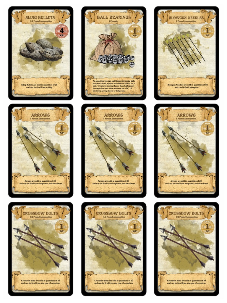 Dungeons & Dragons Equipment Cards PDF-1-10-4 | PDF