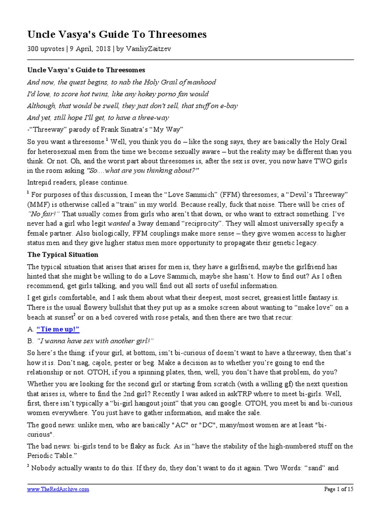 Uncle Vasya's Guide To Threesomes | Download Free PDF | Bdsm | Threesome