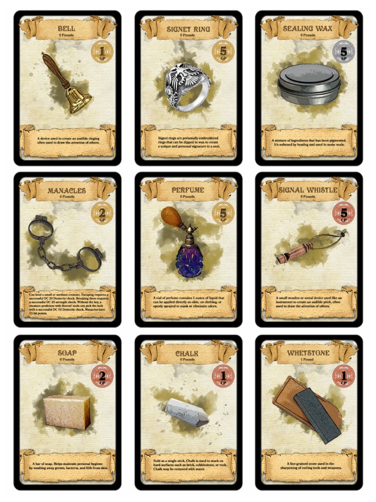 Dungeons & Dragons Equipment Cards PDF-21-37 | PDF