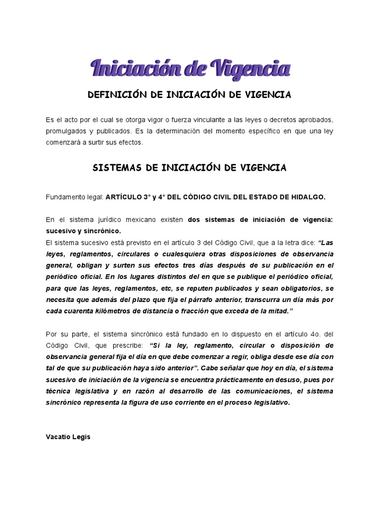 Iniciación de Vigencia | PDF | Finanzas y dinero | Derecho