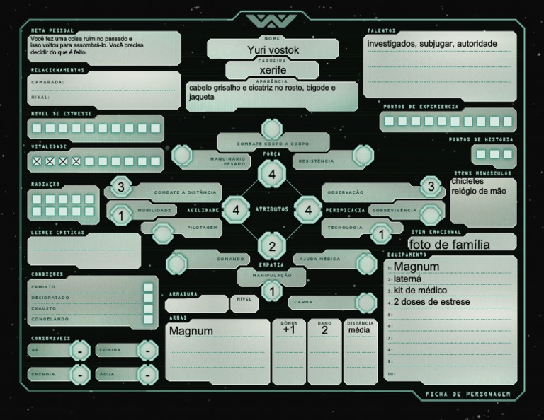 Alien RPG - Ficha Editavel PT-BR | PDF | Jogos de RPG Alien RPG - Ficha Editavel PT-BR | PDF | Jogos de RPG