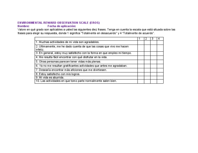 Environmental Reward Observation Scale | PDF