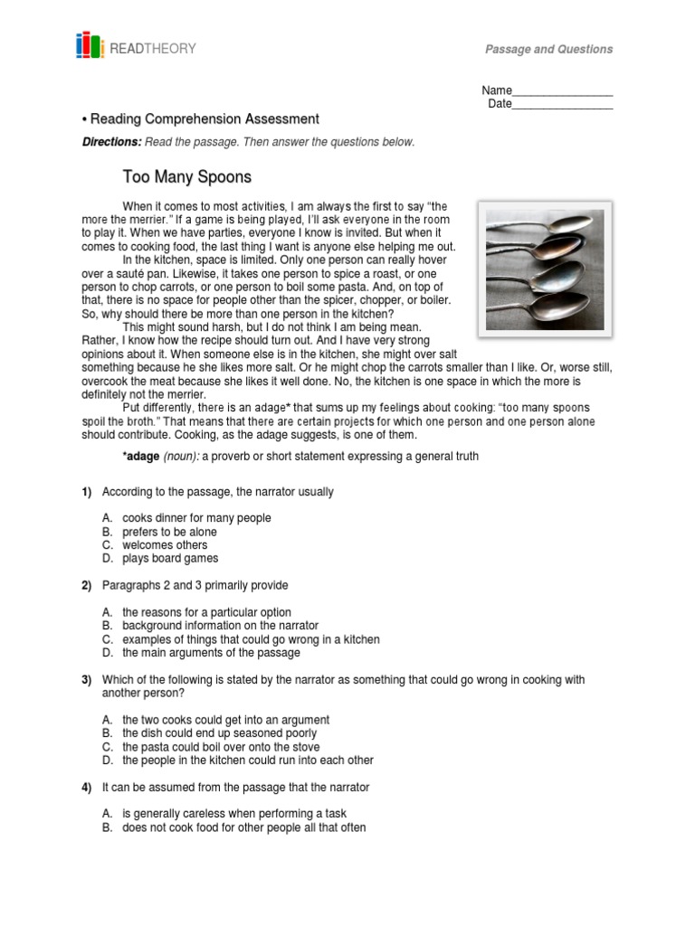 WorkbookEdition 7 Too Many Spoons | PDF | Narration | Argument