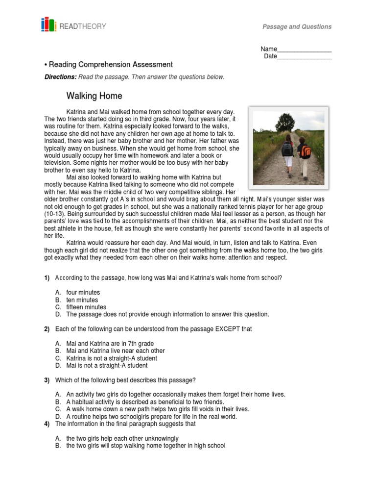 WorkbookEdition 7 Walking Home | PDF | Question | Cognition