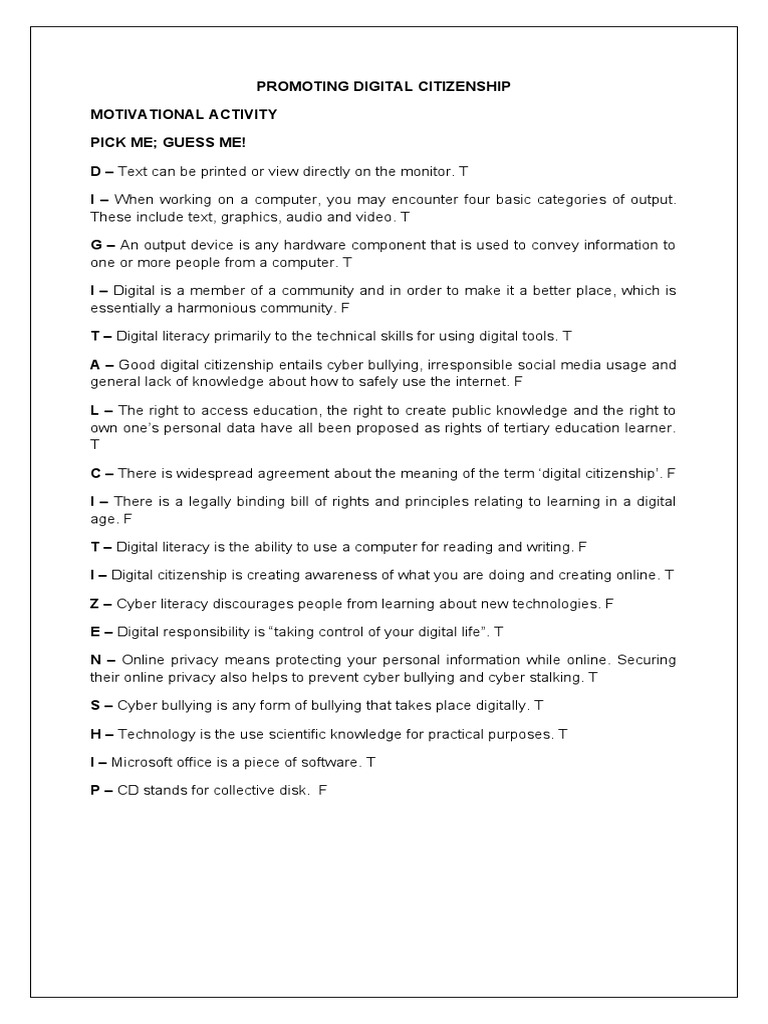 Promoting Responsible Digital Citizenship | PDF | Internet | Computer ...