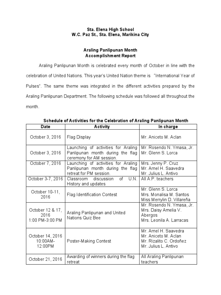 October Accomplishment | PDF