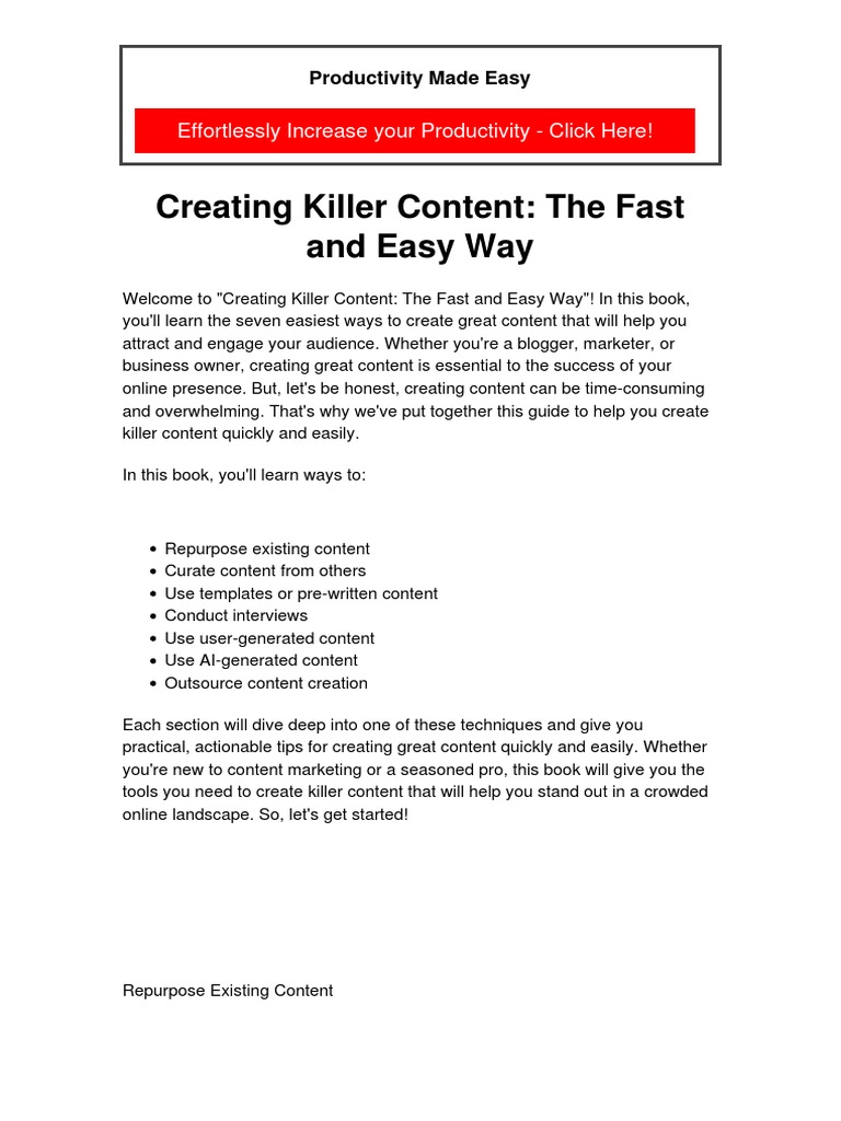Creating Killer Content | PDF | Popular Culture & Media Studies | Social Media