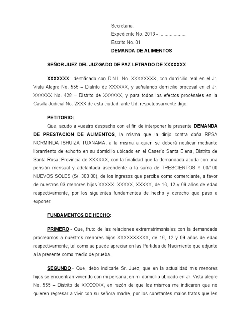 DEMANDA DE ALIMENTOS | PDF | Justicia | Crimen y violencia