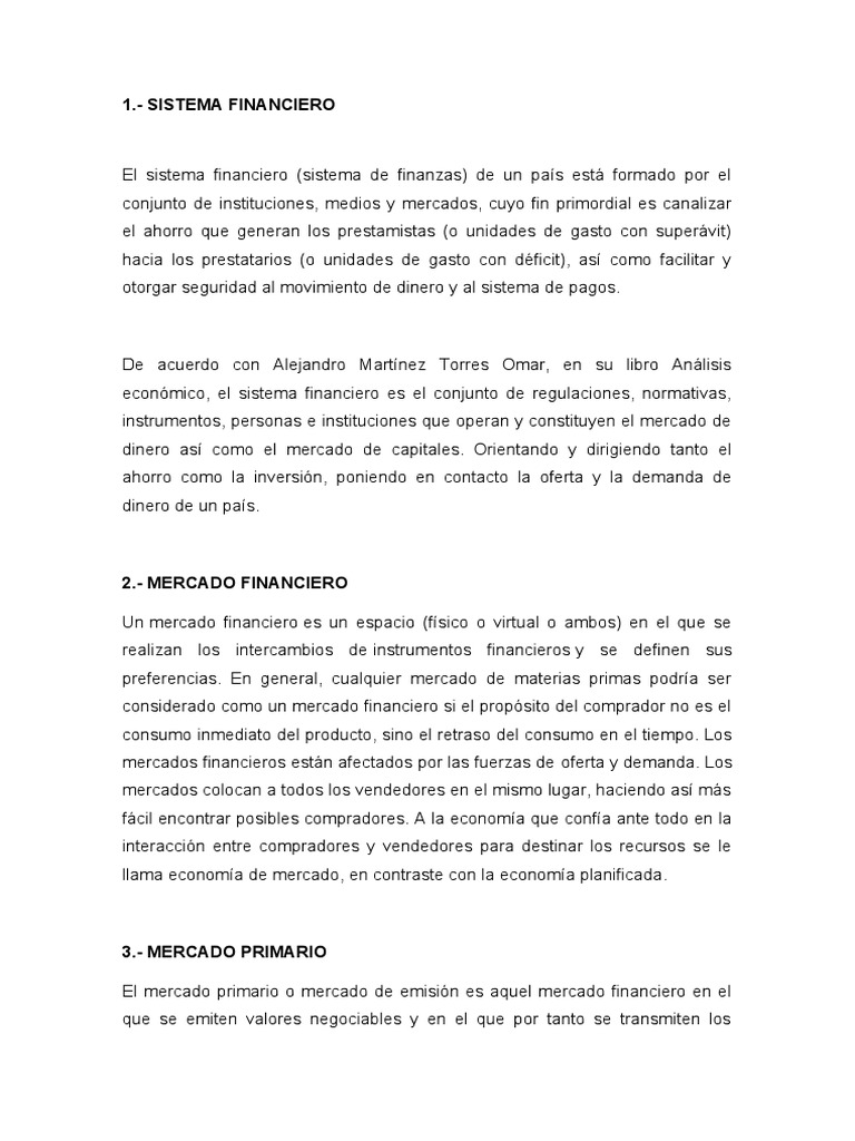 Componentes del Sistema Financiero | PDF | Sistema financiero ...