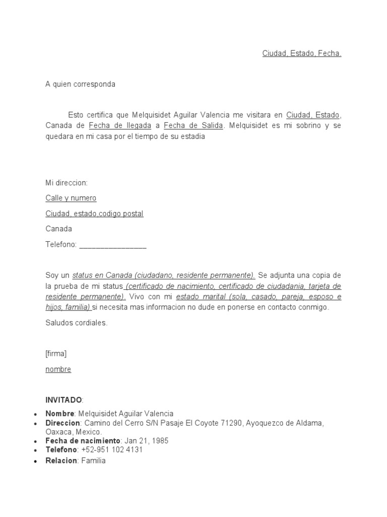 Español Carta Invitacion | PDF
