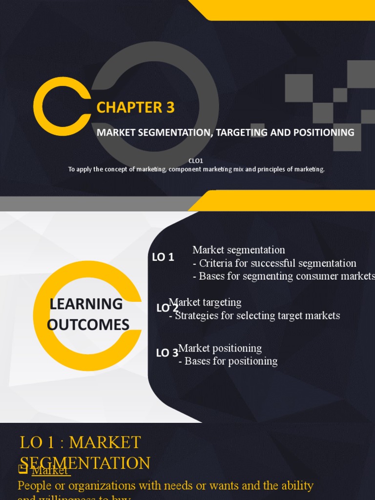 Chapter 3 Market Segmentation, Targeting and Positioning | PDF