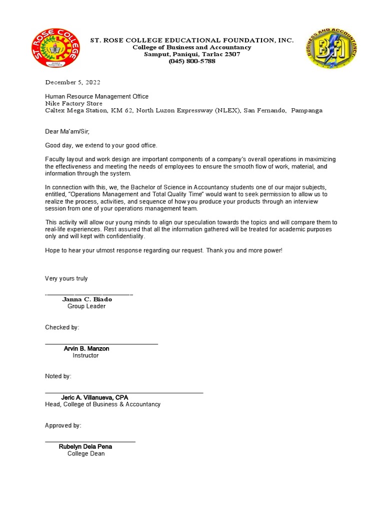 Student Request for Nike Operations Interview | PDF