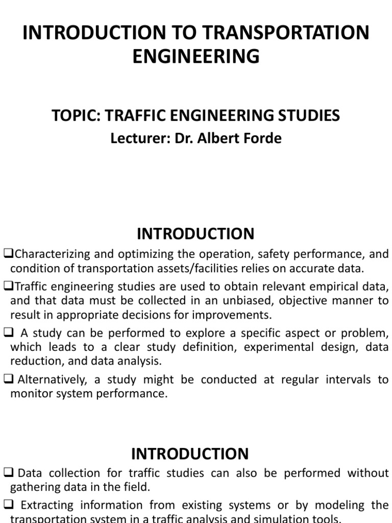 Traffic Engineering Study Overview | PDF | Traffic | Intersection (Road)