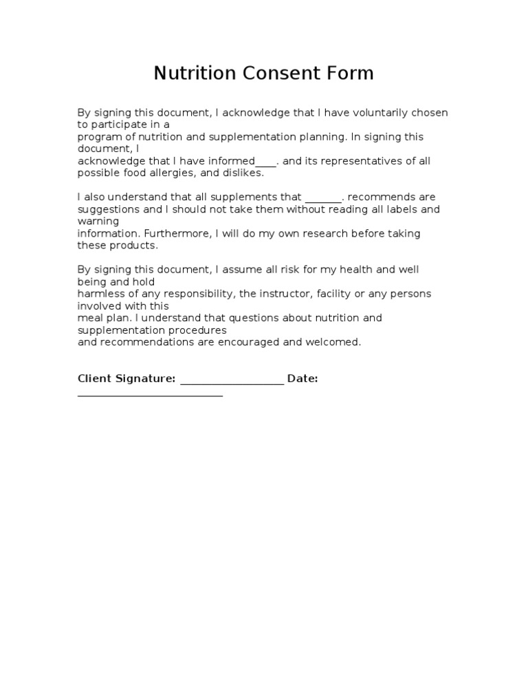 Nutrition Assessment Consent Form | PDF