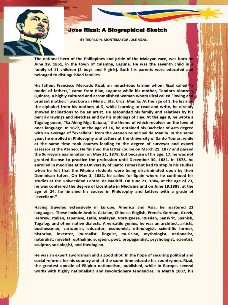 A.jose Rizal A Biographical Sketch by Teofilo H. Montemayor | PDF