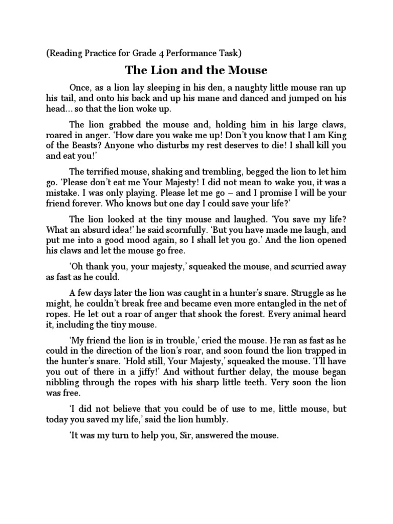 Reading Practice For Grade 4 Performance Task | PDF