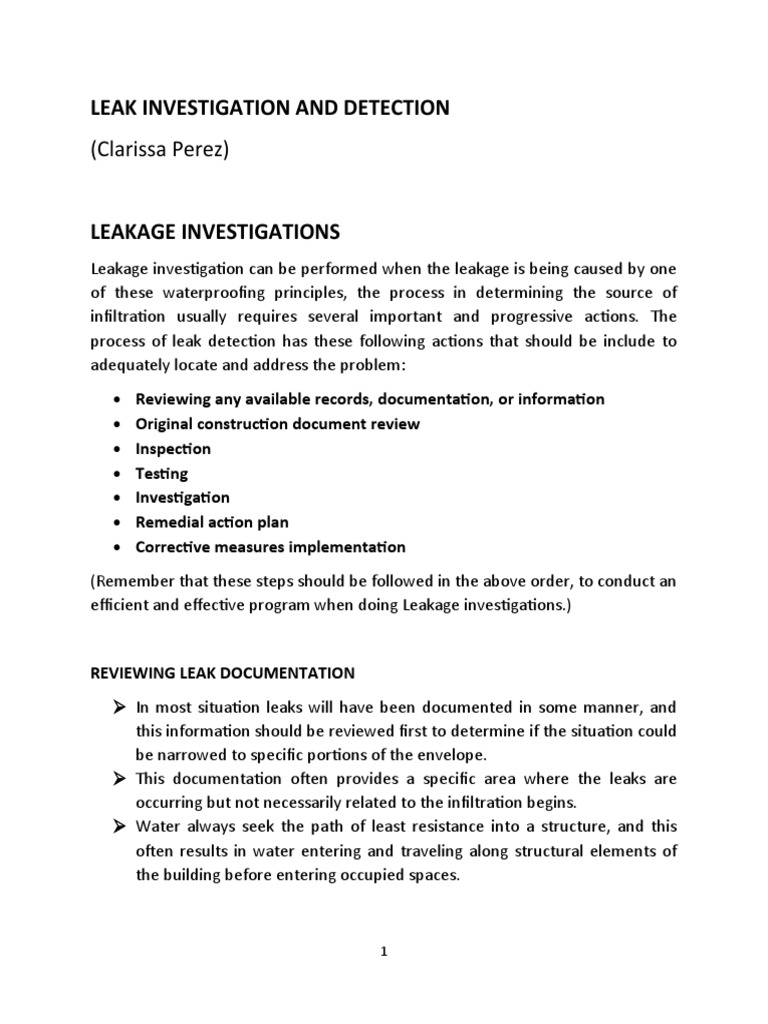 Leak Investigation and Detection | PDF | Leak | Information