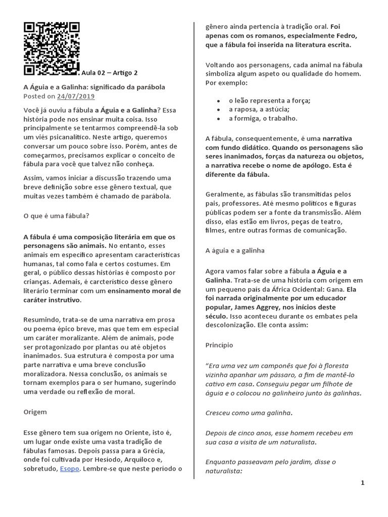 Aula 2 - Artigo 2 | PDF | Fábula