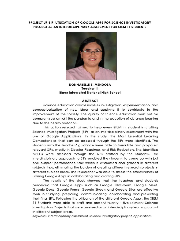 IMRD Donnabelle Mendoza BINHS IMRD | PDF | Science, Technology ...