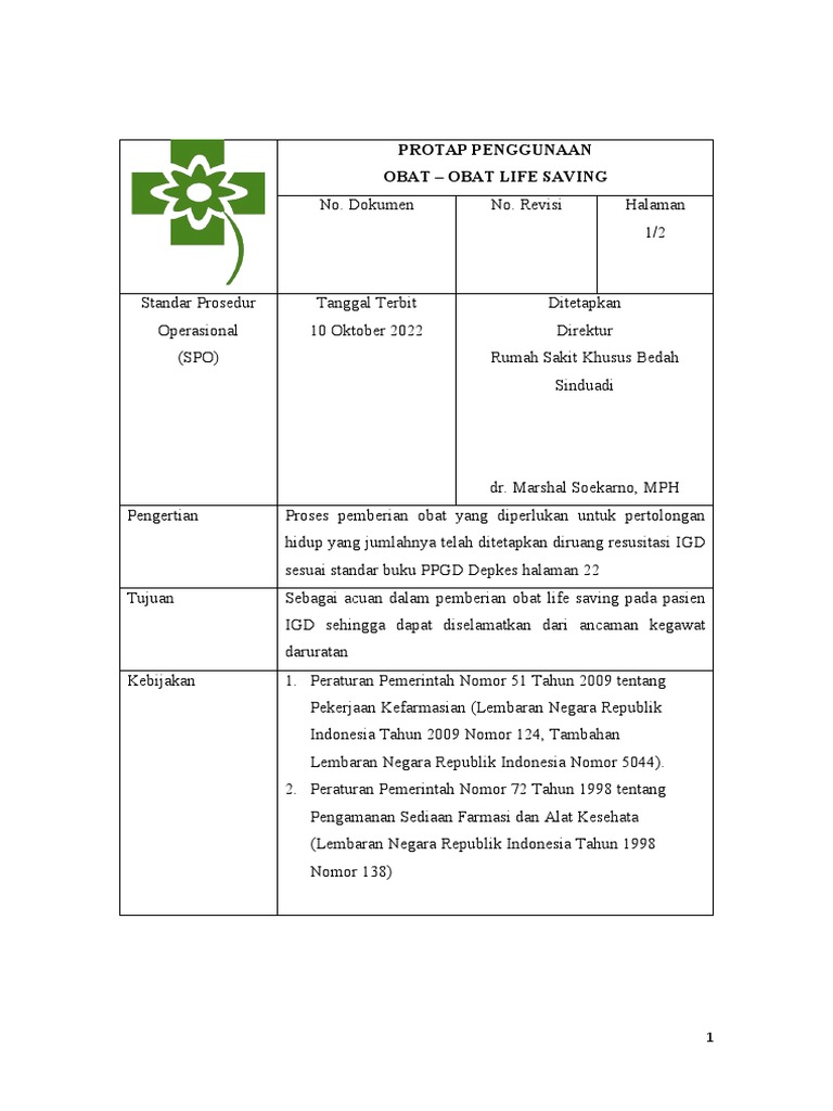 Penggunaan Obat-Obat Life Saving | PDF