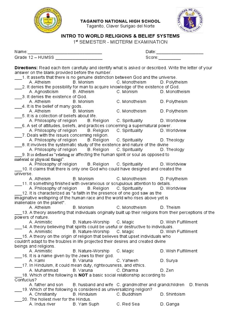 Intro To World Religion Mid Term Exam | Download Free PDF | Trinity ...