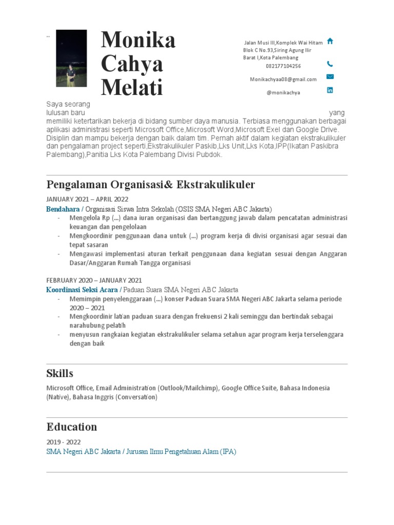 Free Template CV Lulusan Sma by Vina Muliana | PDF