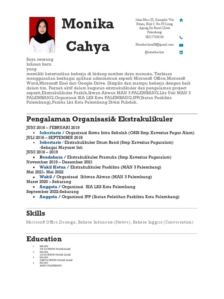 CV Monika Cahya Melati | PDF