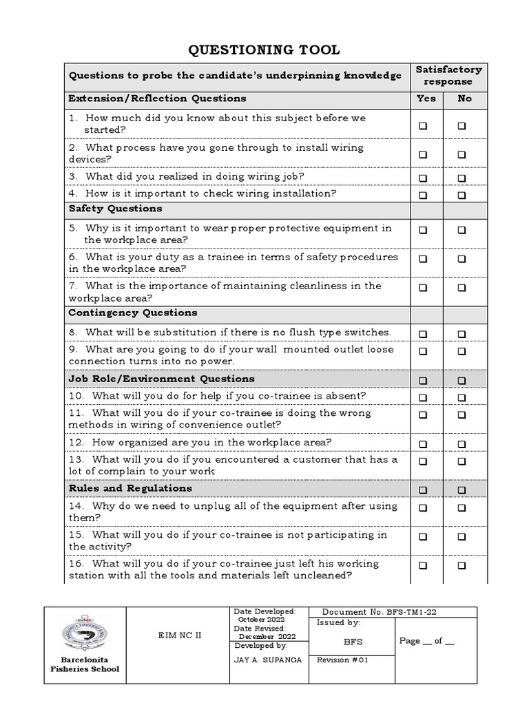 11 Questioning Tool | Download Free PDF | Electrical Wiring ...