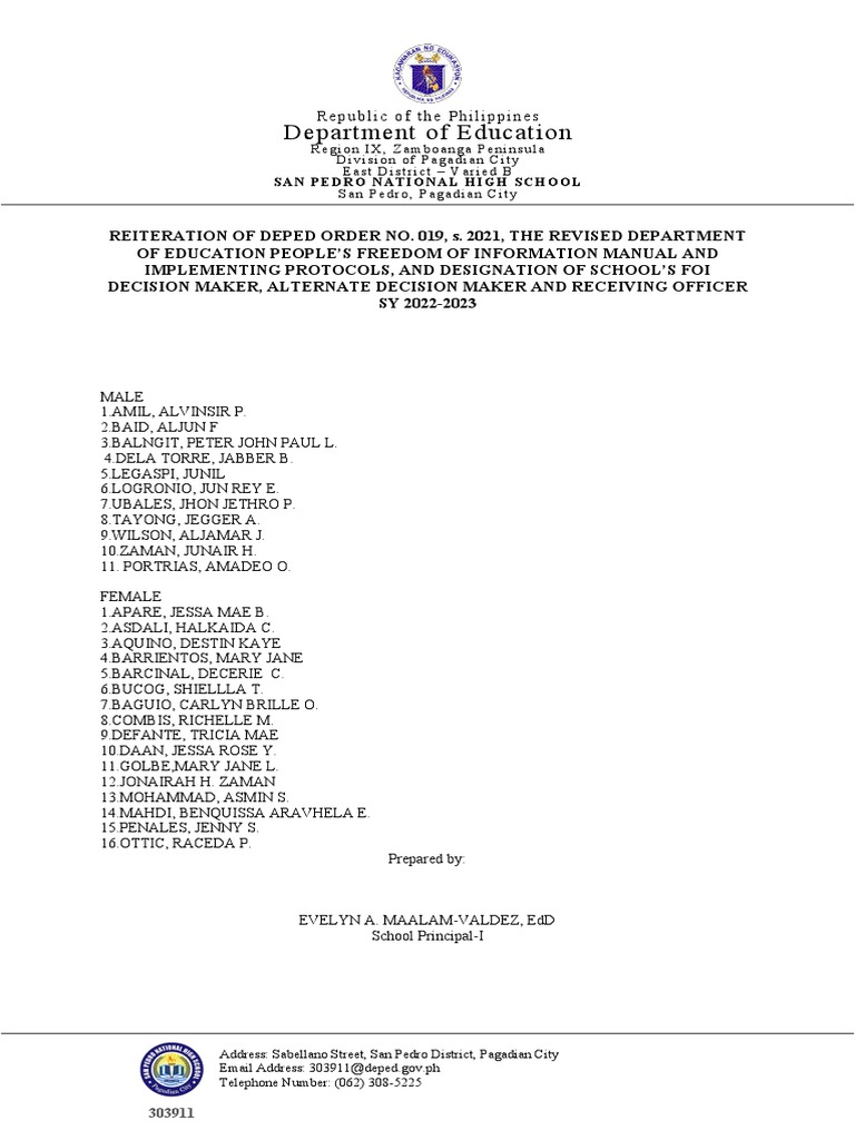 SPNHS Official-School-Header LIST OF G12 NAMES | PDF