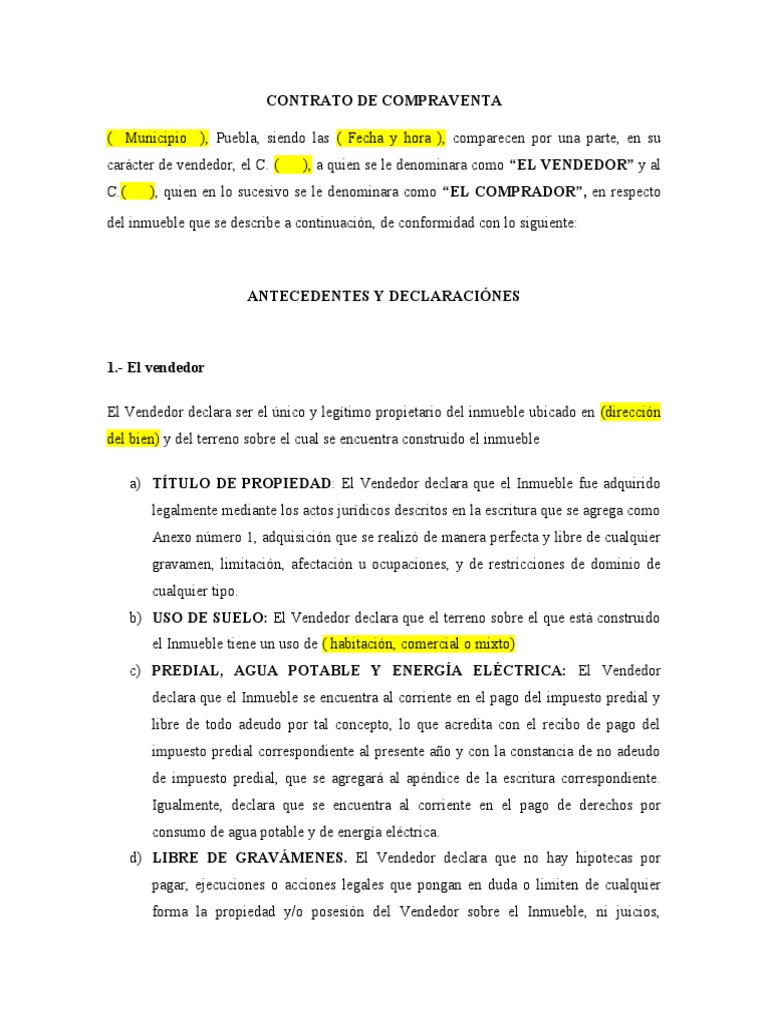 Contrato de Compraventa | PDF | Derecho civil (sistema legal) | Ley común