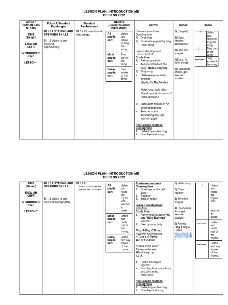 Lesson Plan Introduction To Me | PDF | Lesson Plan | Teachers