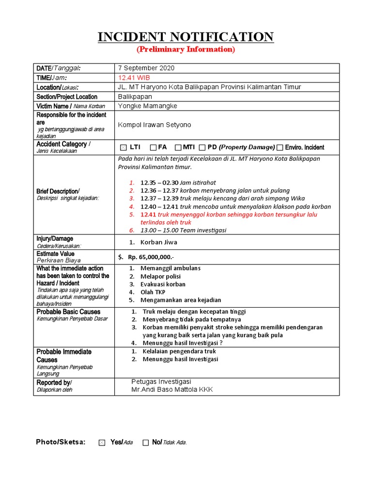 Incident Notification | PDF