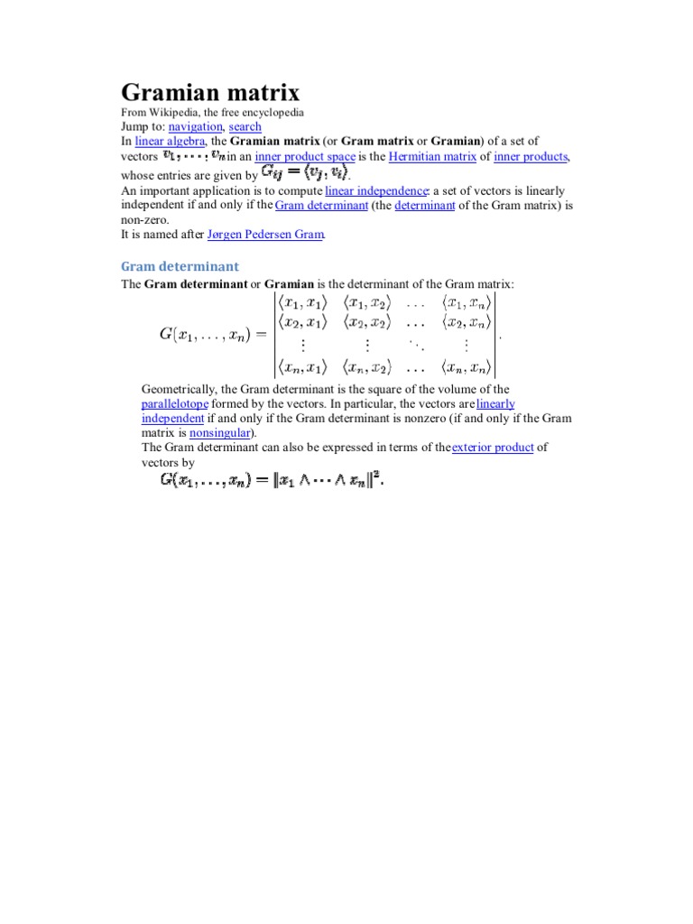 Gramian Matrix | PDF