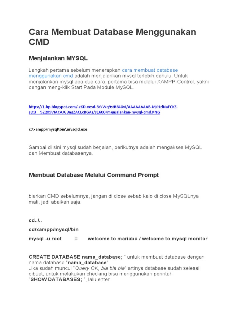 Cara Membuat Database Menggunakan CMD | PDF