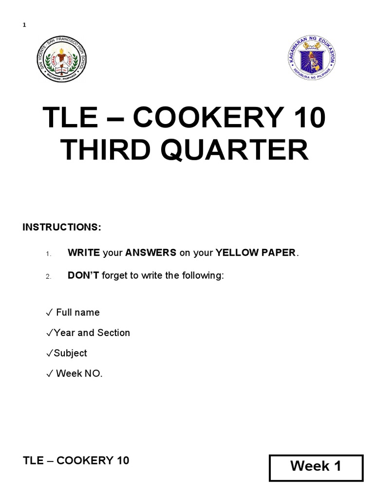 Cookery 10 Week 1-7 (3rd) | PDF | Soup | Stock (Food)