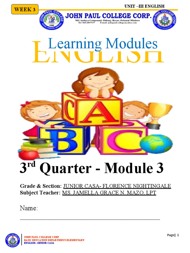 English Module 3 Quarter 3 | PDF | English Language | Cognition