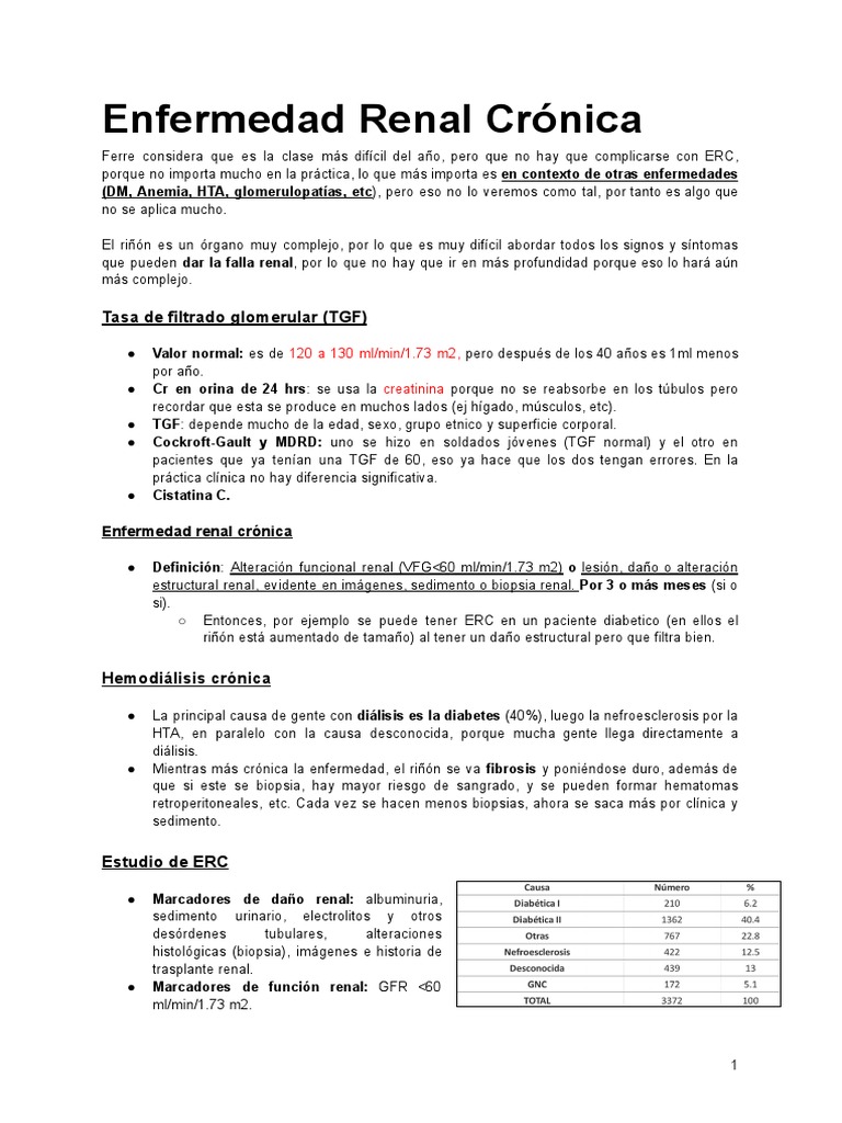 Enfermedad Renal Crónica | PDF | Riñón | Enfermedad renal crónica