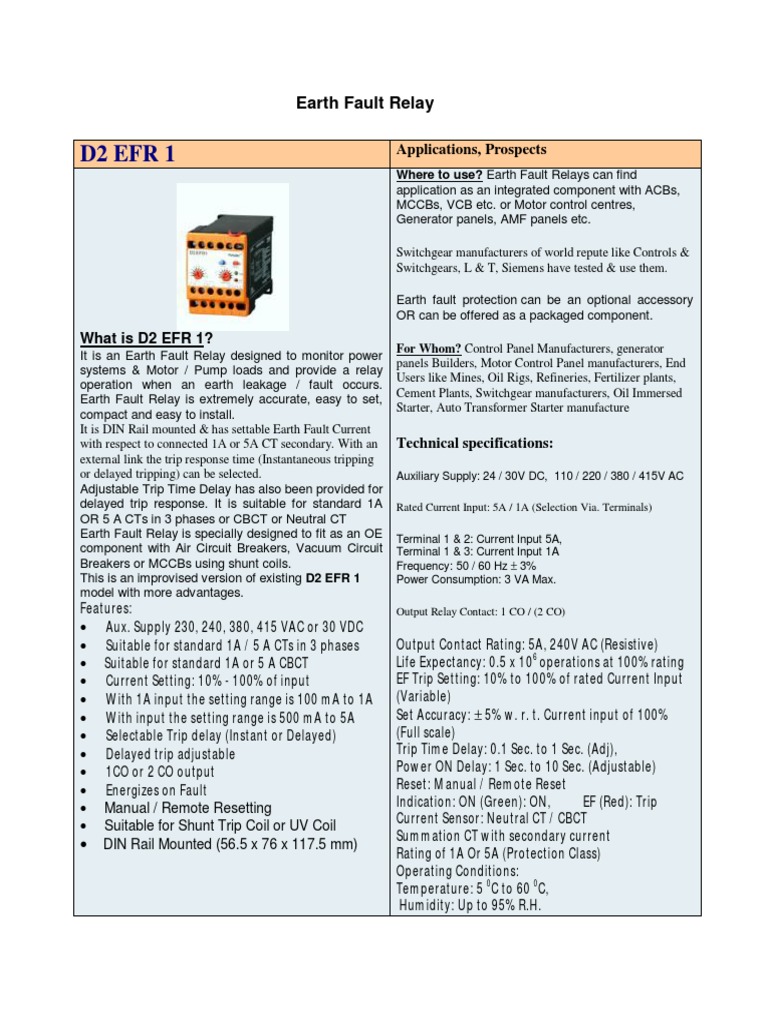 D2 Efr 1 | PDF | Relay | Electricity