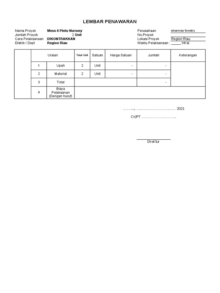 BOQ Mess 6 Pintu Nursery RUJ | PDF
