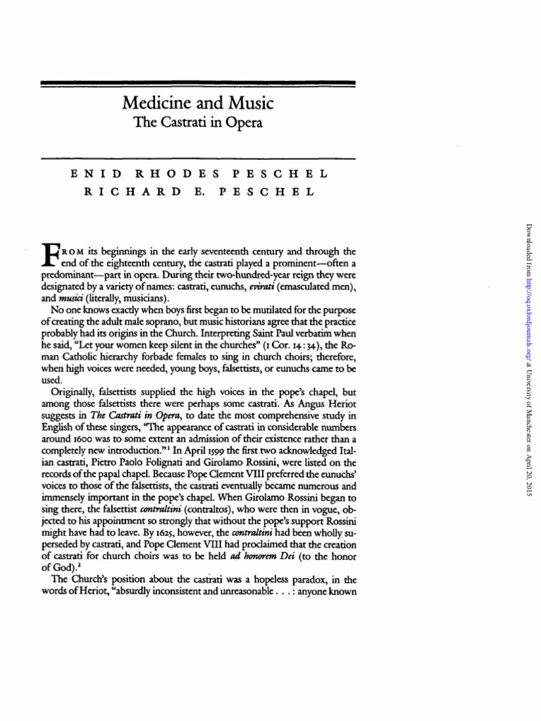 Medicine and Music: The Castrati in Opera | PDF | Puberty | Opera