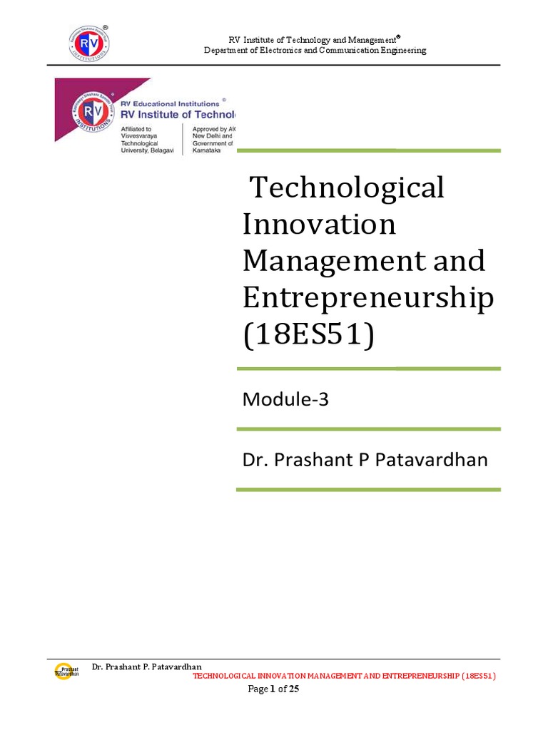 RV Institute Social Responsibility and Entrepreneurship Module | PDF | Entrepreneurship | Innovation