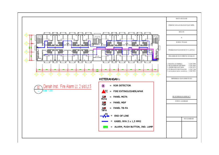 Denah Instalasi Fire Alarm Rusun 5 Lantai | PDF