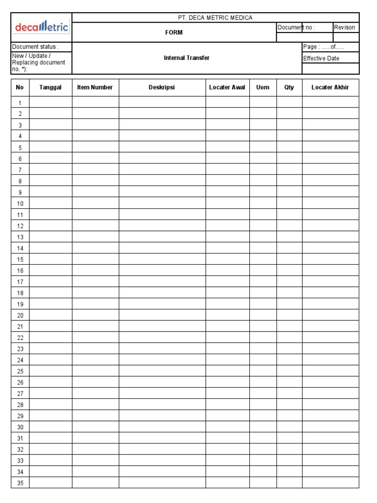 Form Internal Transfer | PDF