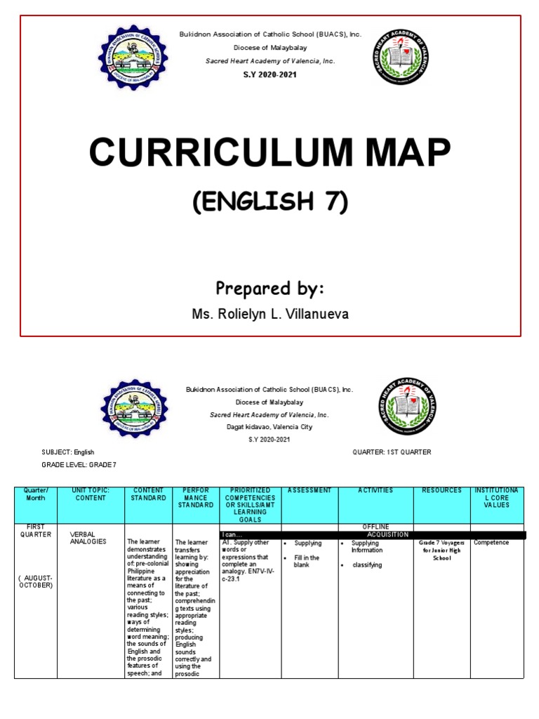 English 7 Curriculum Map | PDF | Sentence (Linguistics) | Learning