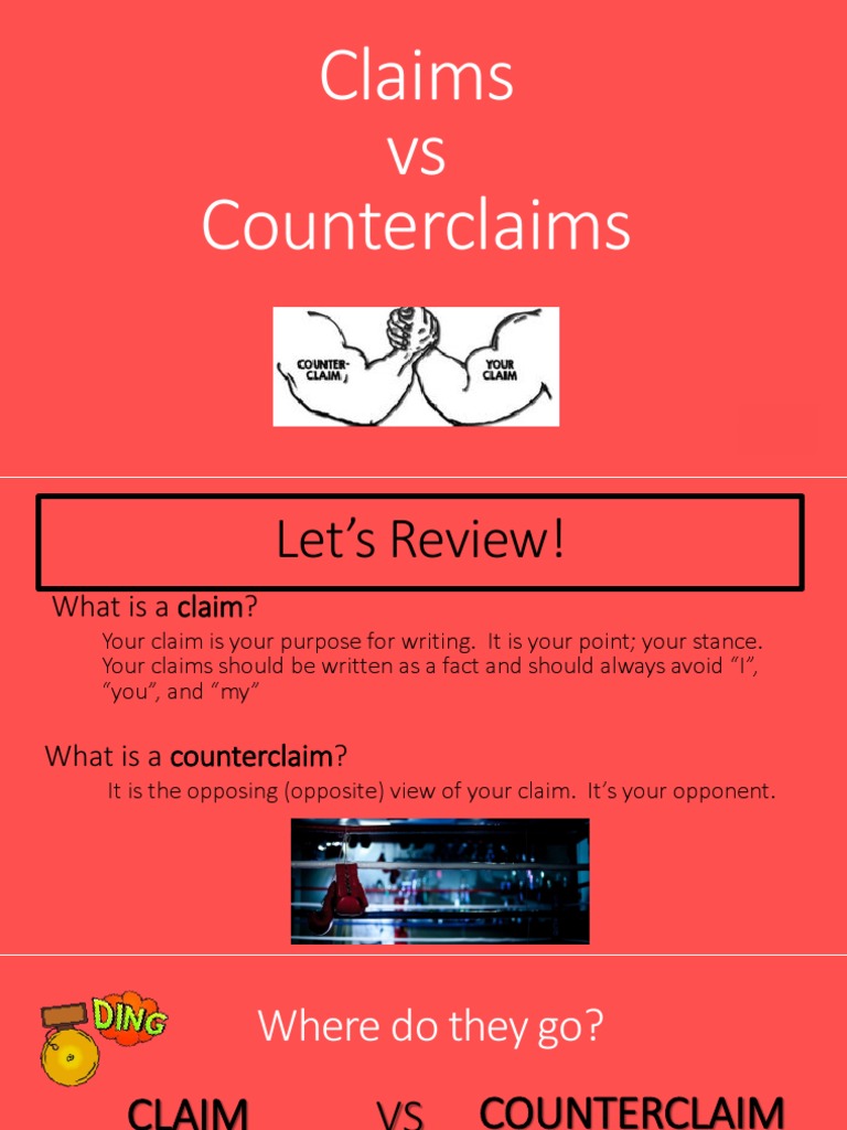 Claims Vs Counterclaims Activity | PDF
