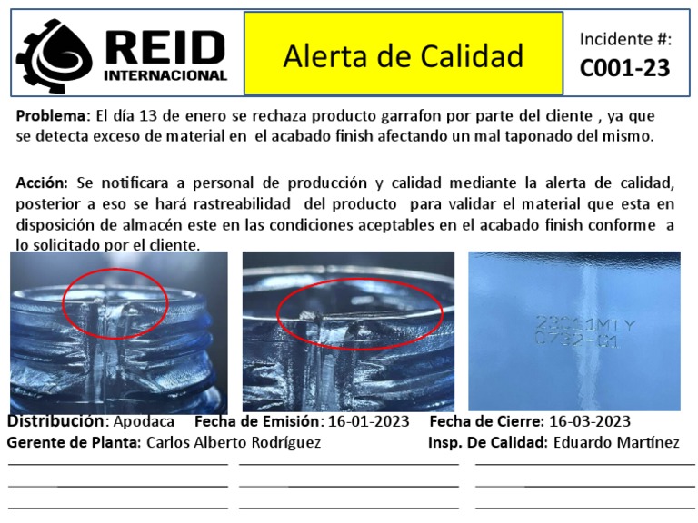 Alerta de Calidad | PDF
