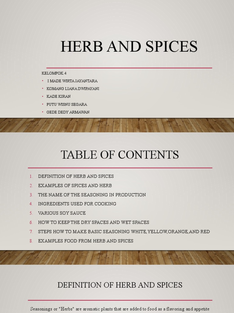 Herb and Spices | PDF | Spice | Tomato Sauce