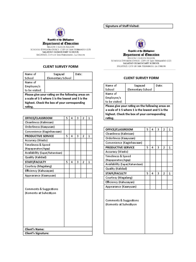 Client Survey Form | PDF