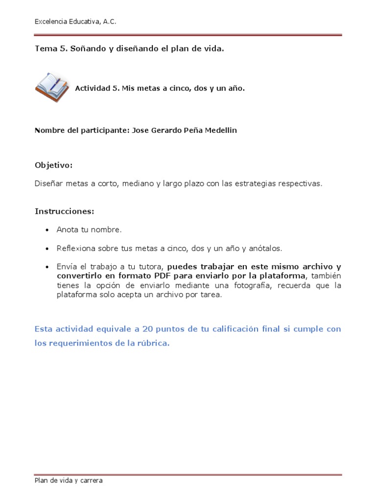 Actividad 5 Mis Metas | PDF